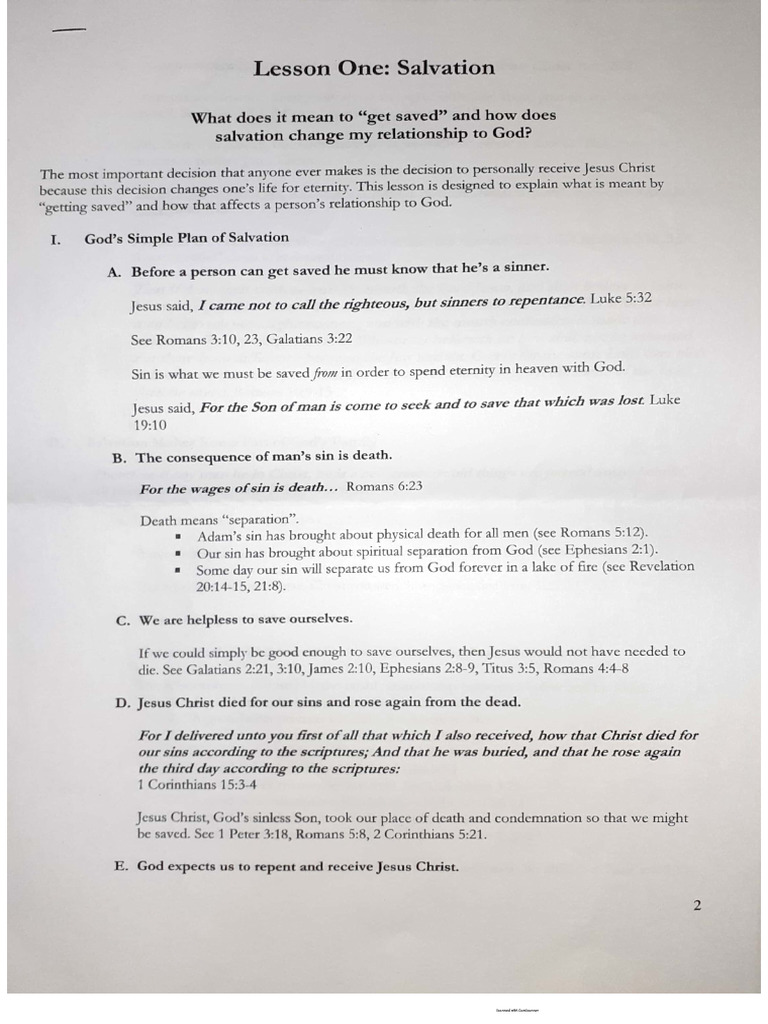 (Discipleship) Lesson 1 Salvation | PDF