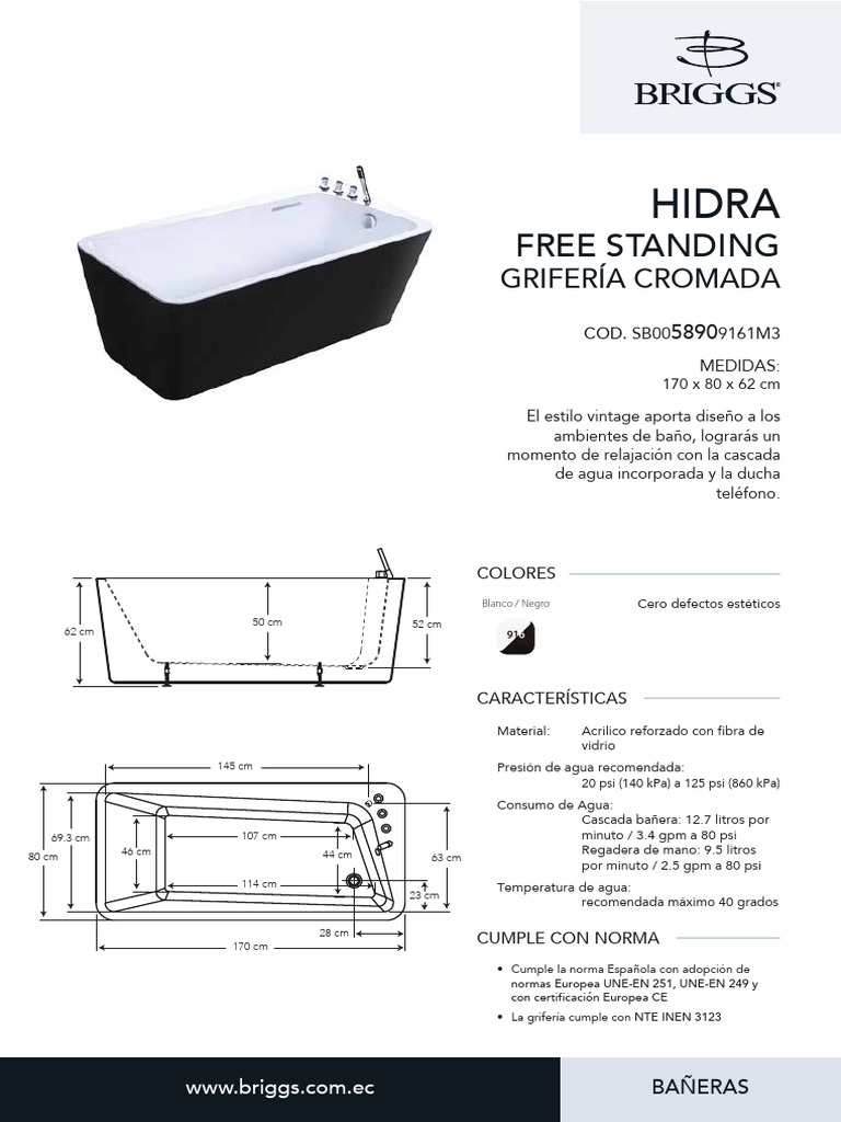 Hidra Free Standing Cromo | PDF | Detergente | Ducha