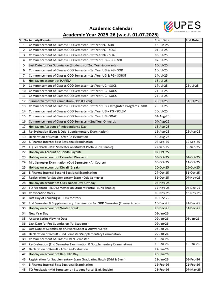 Academic Calendar 2025 26 | PDF | Academic Term | Government