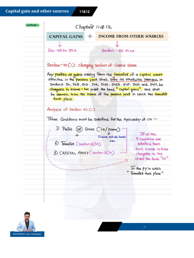 Capital Gains & OS Handwritten Notes by VG Sir | PDF