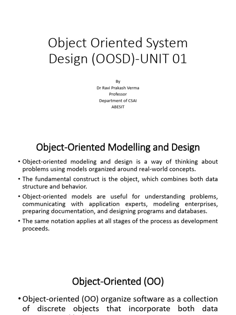 Object Oriented System Design (OOSD) - UNIT-01 | PDF | Class (Computer Programming ...