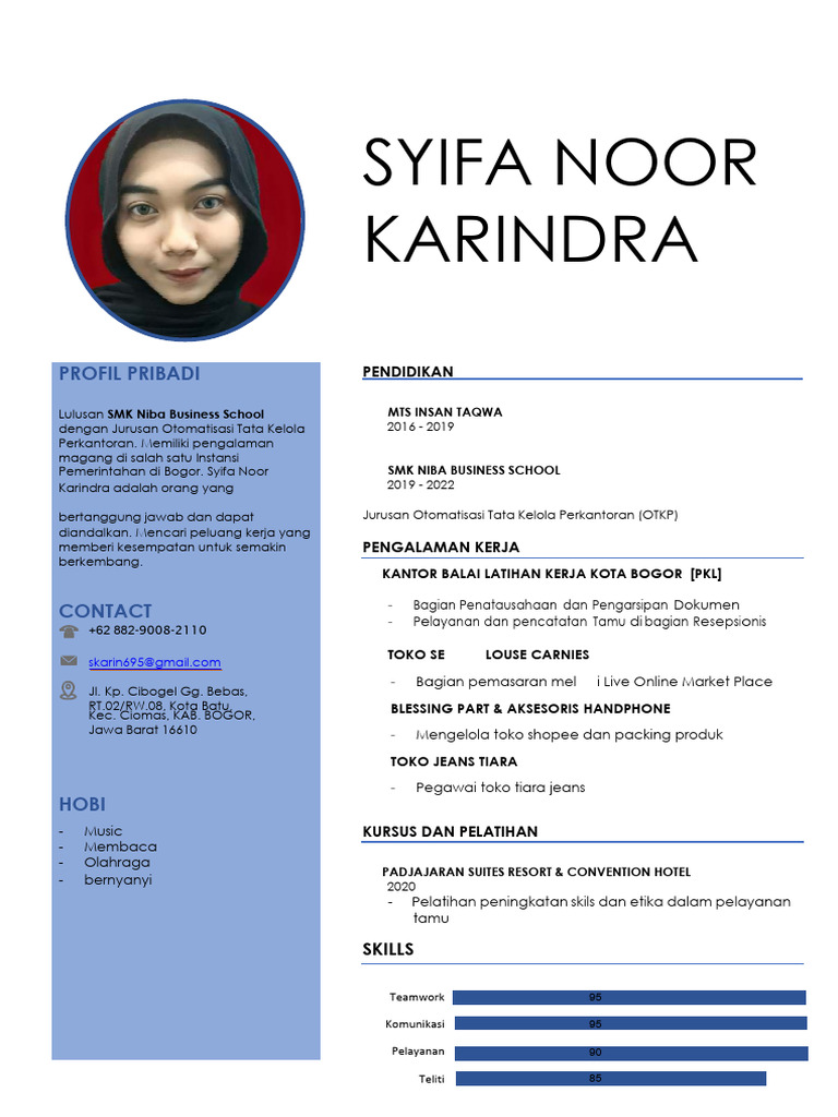 CV Syifa Noor Karindra | PDF