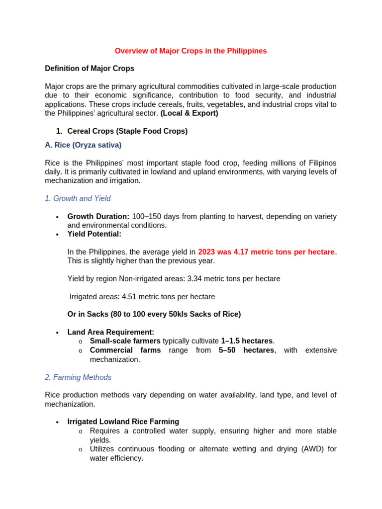 Major Agricultural Crops in the Philippines | PDF | Agriculture | Cocoa ...