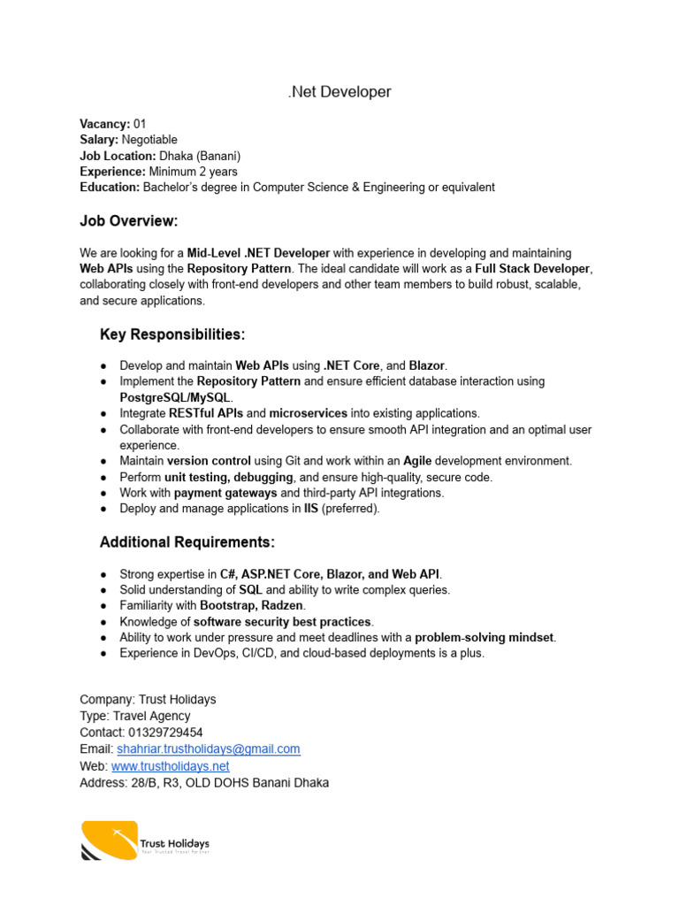 Mid-Level .NET Developer Wanted | PDF