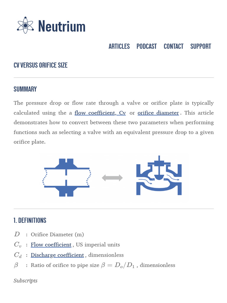 Cv and Orifice Size Conversion Guide | PDF | Fluid Dynamics | Fluid ...