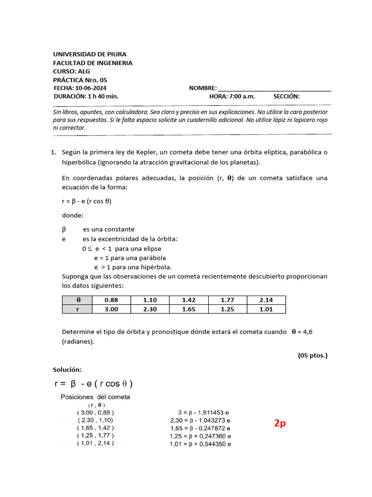 P05 - ALG 2024 I - 10062024 Solución | PDF | Orbita | Geometría