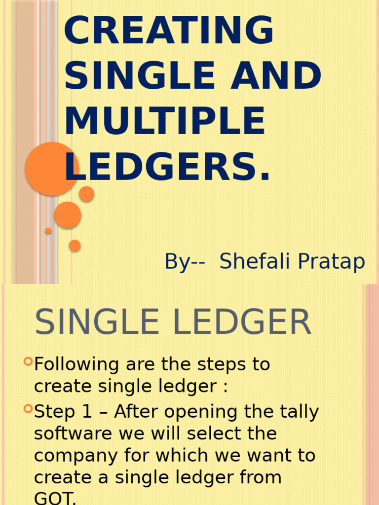 Creating Single and Multiple Ledgers | PDF