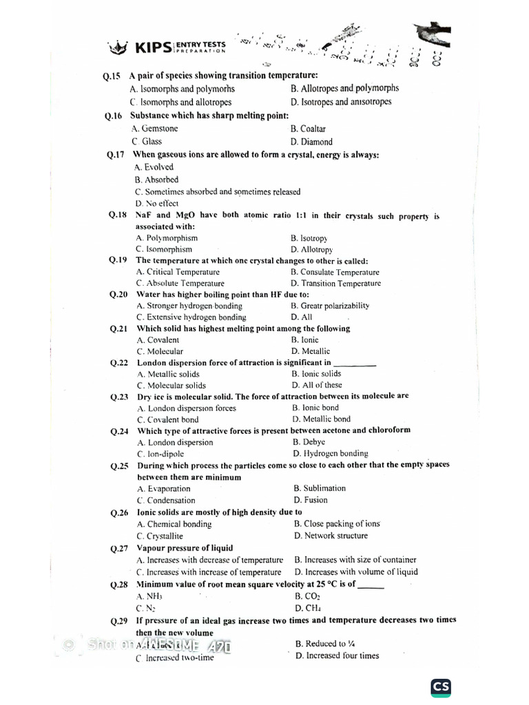 Kips Unit 3 Gases Liquid Solids | PDF
