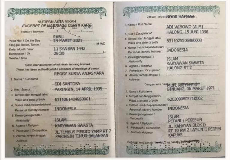 Contoh Akte Nikah | PDF