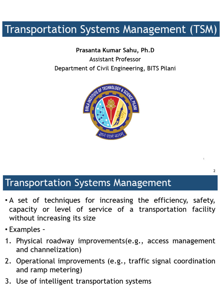 TSPM Transportation Systems Management (TSM) | PDF | Traffic | Road