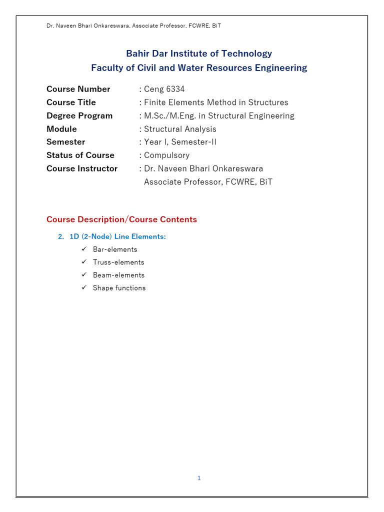 BDU FEM Module 2 Naveen Bhari | PDF | Structural Analysis | Finite Element Method