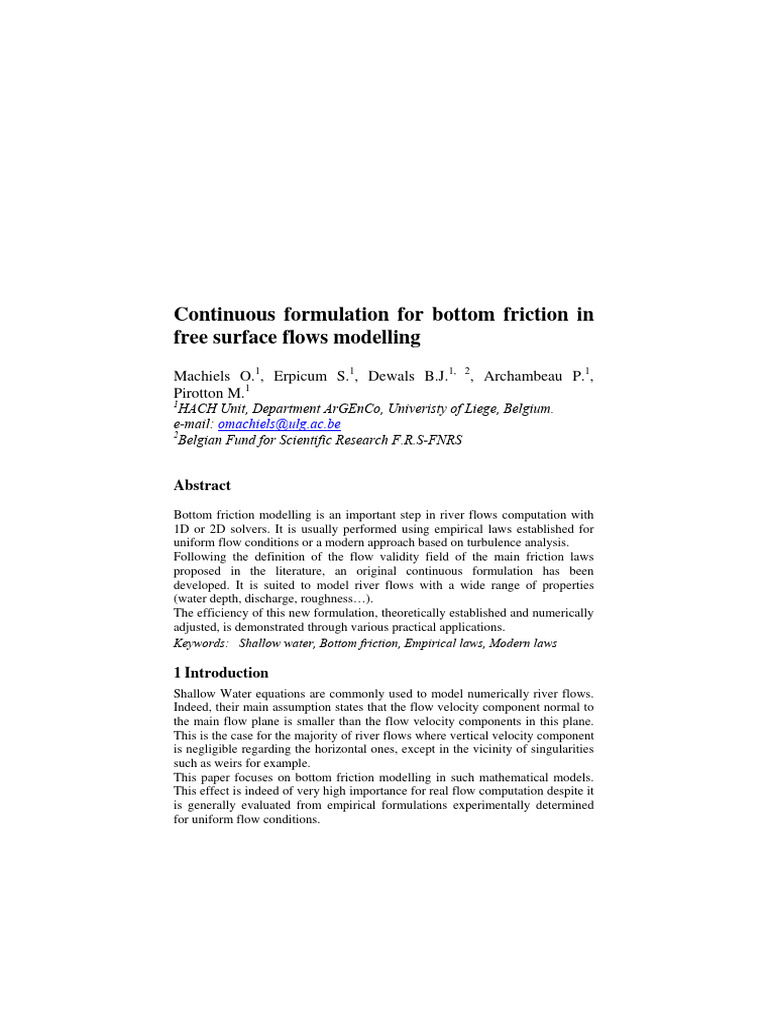 Continuous Formulation For Bottom Fricti | PDF | Classical Mechanics | Continuum Mechanics