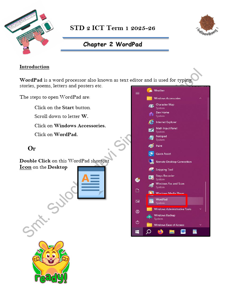 Std.2-Chapter 2-Wordpad Term 1 2025 26 | PDF
