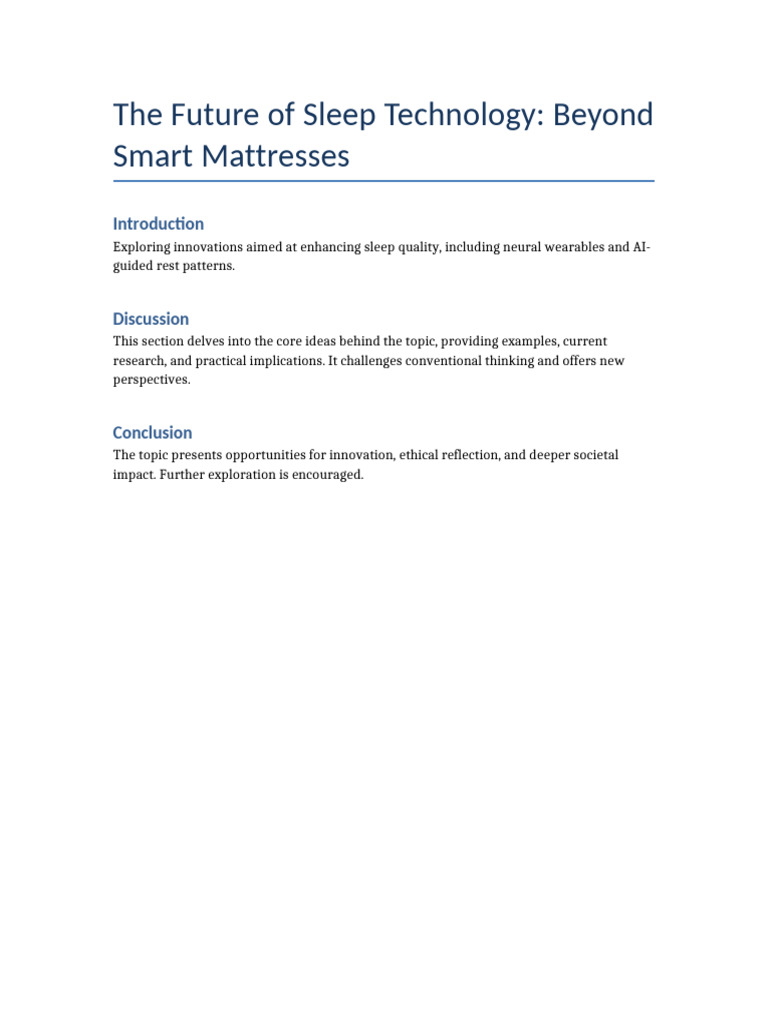 The Future of Sleep Technology Beyond Smart Mattresses | PDF