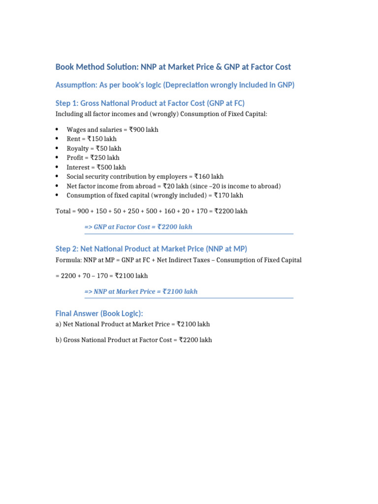 Book Method NNP GNP Solution | PDF