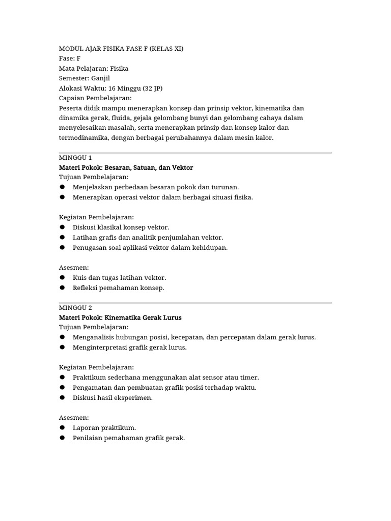 Modul Ajar Fisika Kelas XI Fase F | PDF