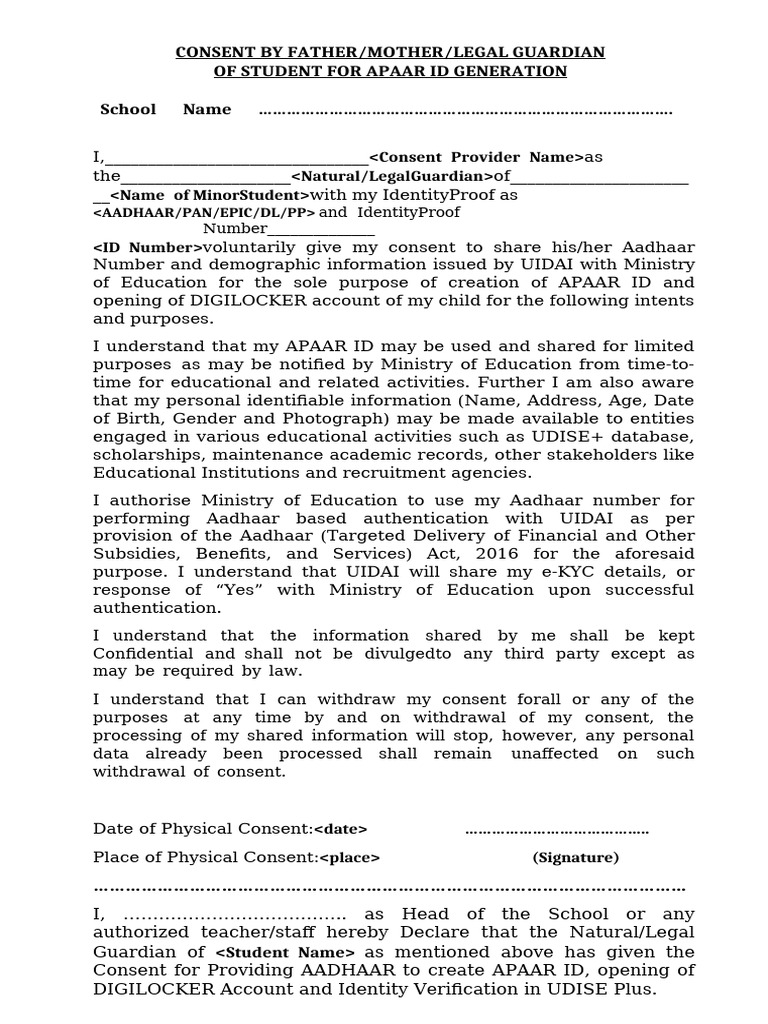Consent Form APAAR Modified Approved | PDF