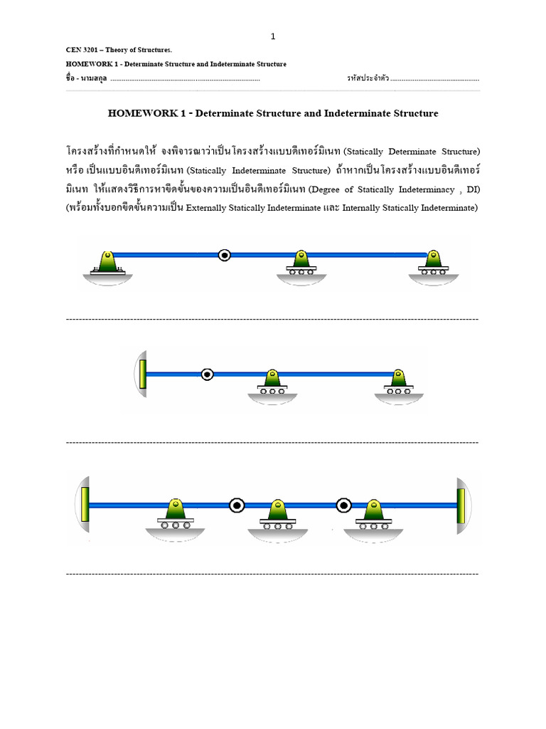 HOMEWORK 1 - Determinate Structure and Indeterminate Structure | PDF