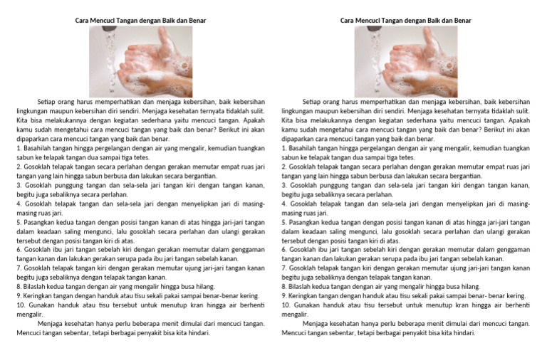 Cara Mencuci Tangan yang Benar | PDF