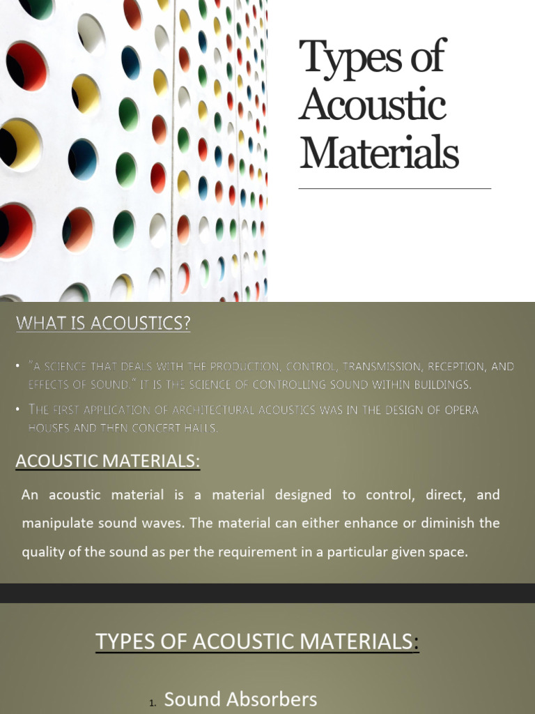 Types of Acoustic Materials Explained | PDF | Materials | Building ...
