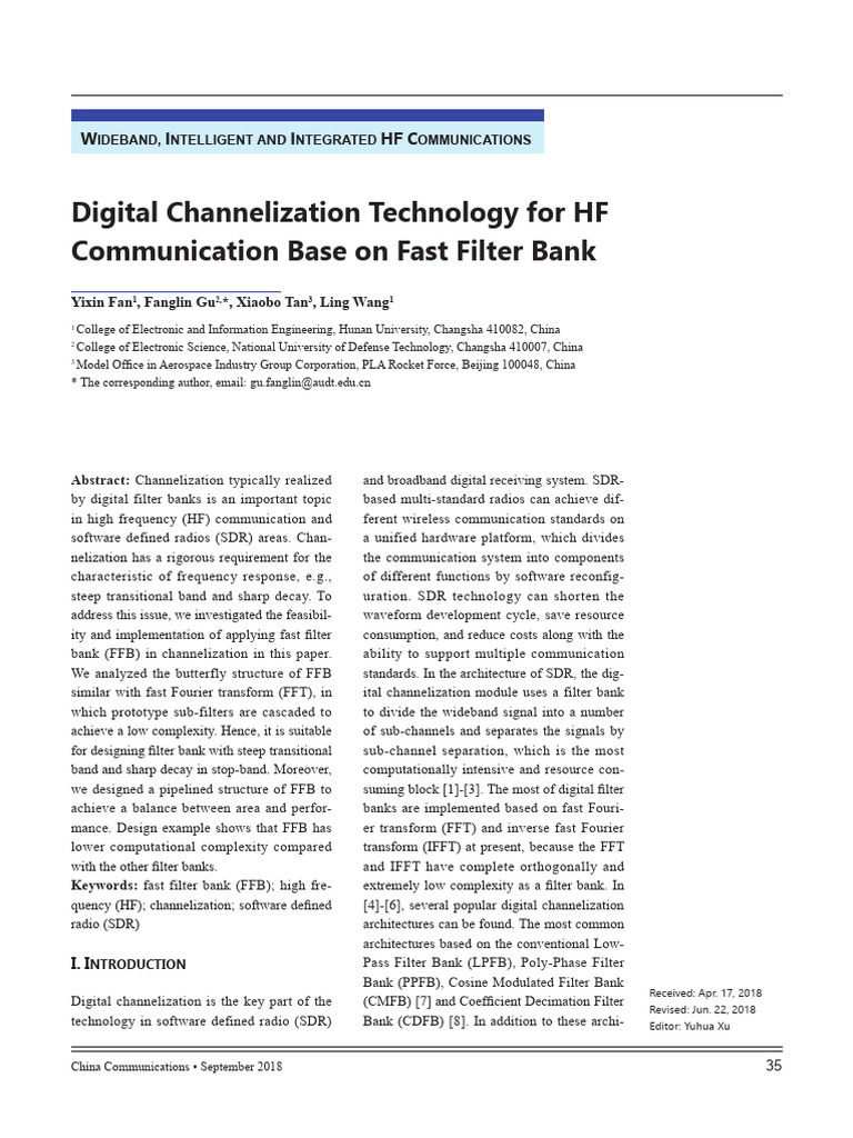 Digital Channelization Technology For HF Communication Base On Fast Filter Bank | PDF ...