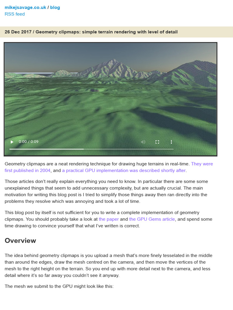Geometry Clipmaps - Simple Terrain Rendering With Level of Detail - Mikejsavage - Co.uk | PDF ...
