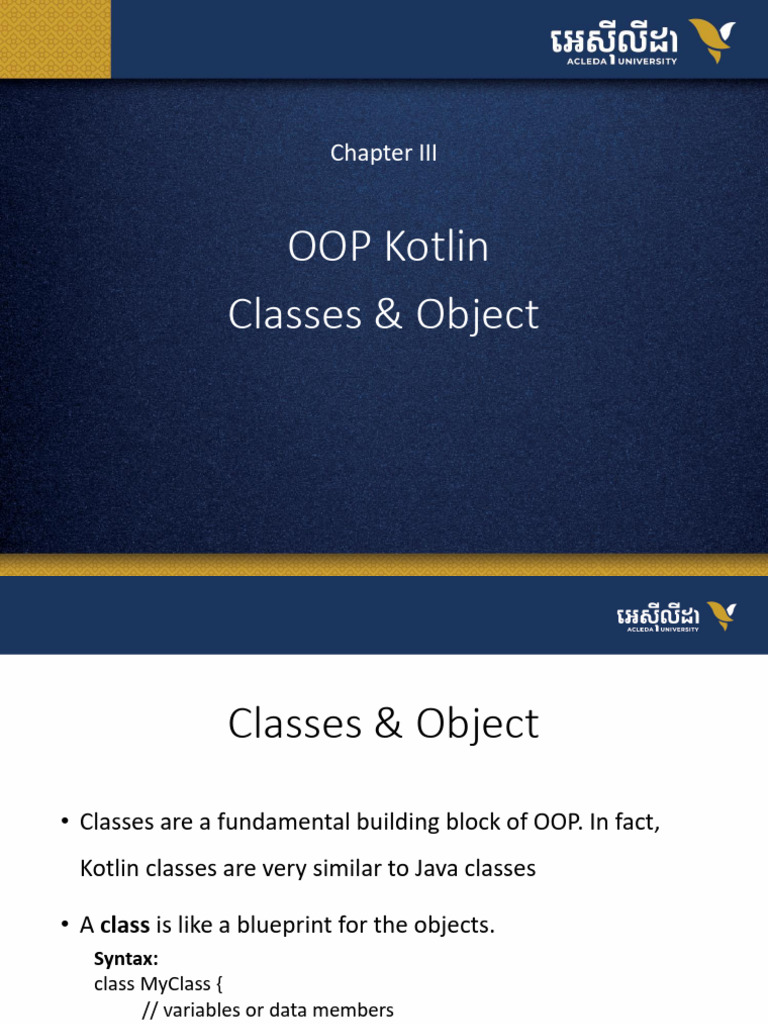 03 - OOP Kotlin Classes & Object | PDF | Constructor (Object Oriented Programming) | Programming