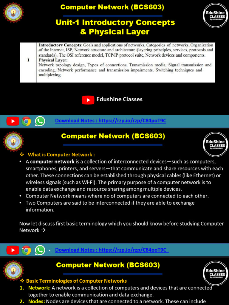 CN All Unit Easy Notes (EduShine Classes) | PDF | Transmission Medium ...