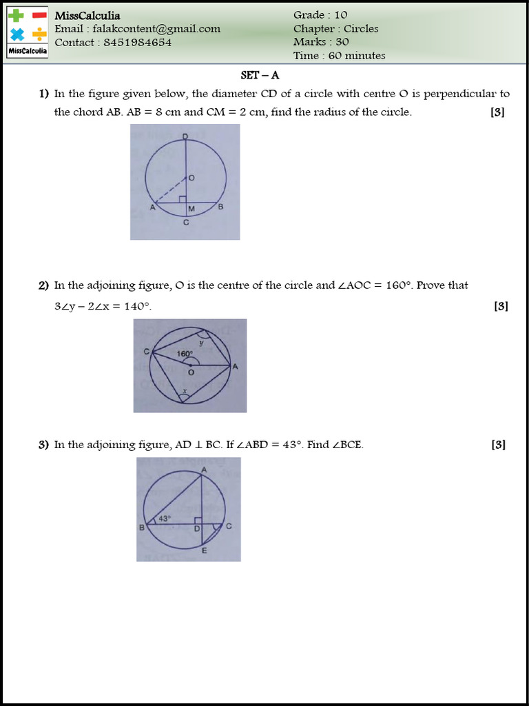 Class 10 Circle Problems and Solutions | PDF