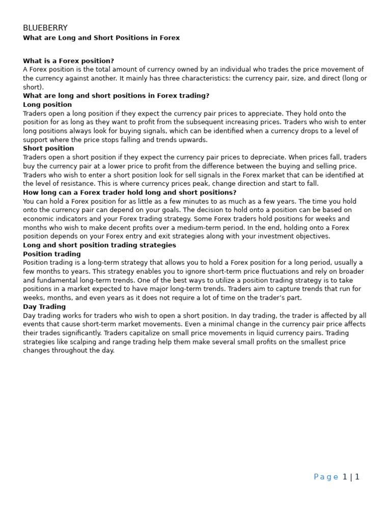 Understanding Long and Short Forex Positions | PDF | Foreign Exchange ...