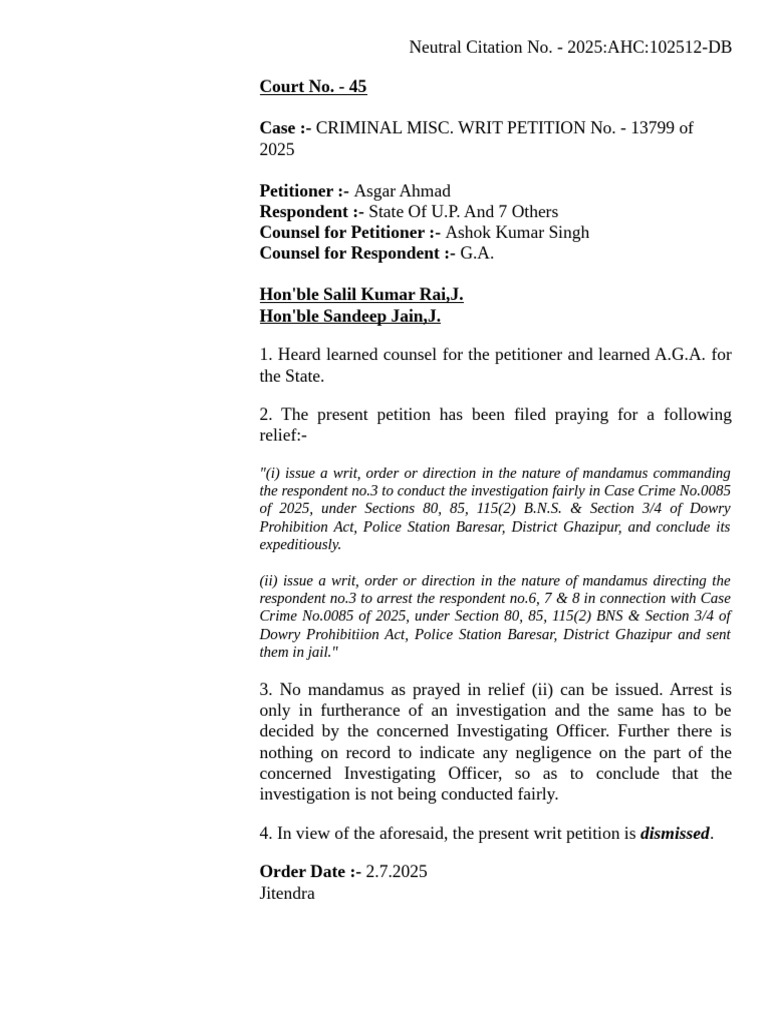 CRLP (A) 13799 2025 | PDF | Separation Of Powers | Political Law