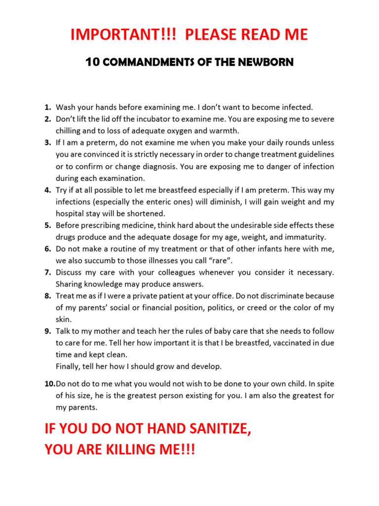 Newborn Care: 10 Essential Guidelines | PDF