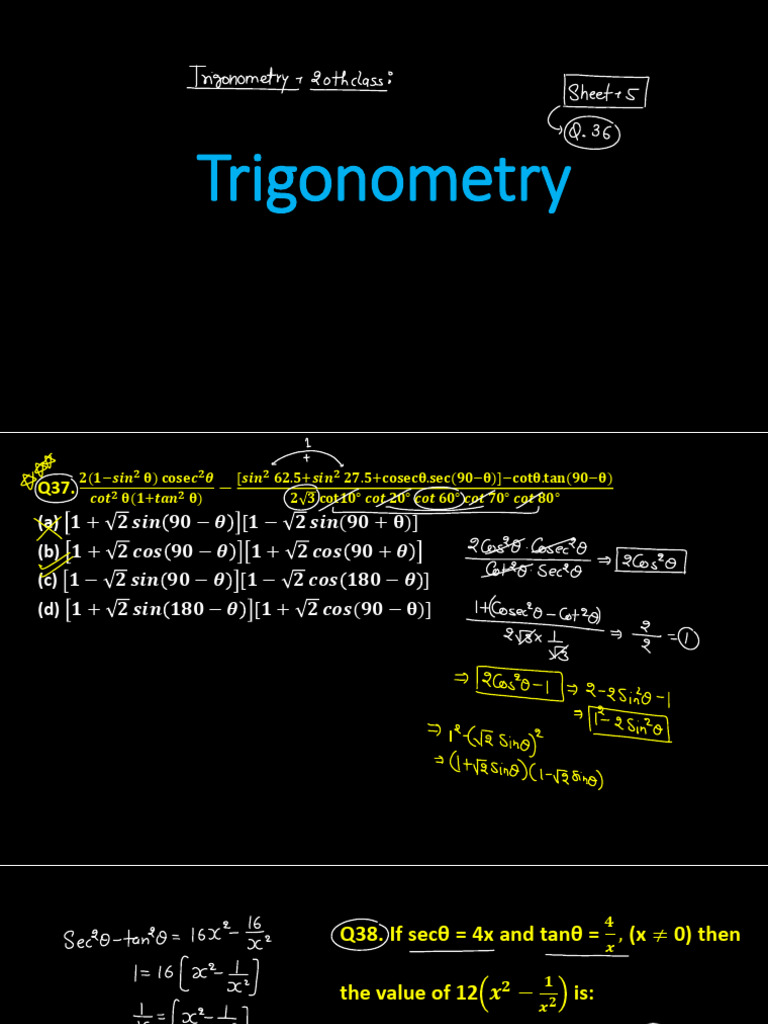 113) Trigonometry - 20th Class | PDF | Trigonometry | Triangle Geometry