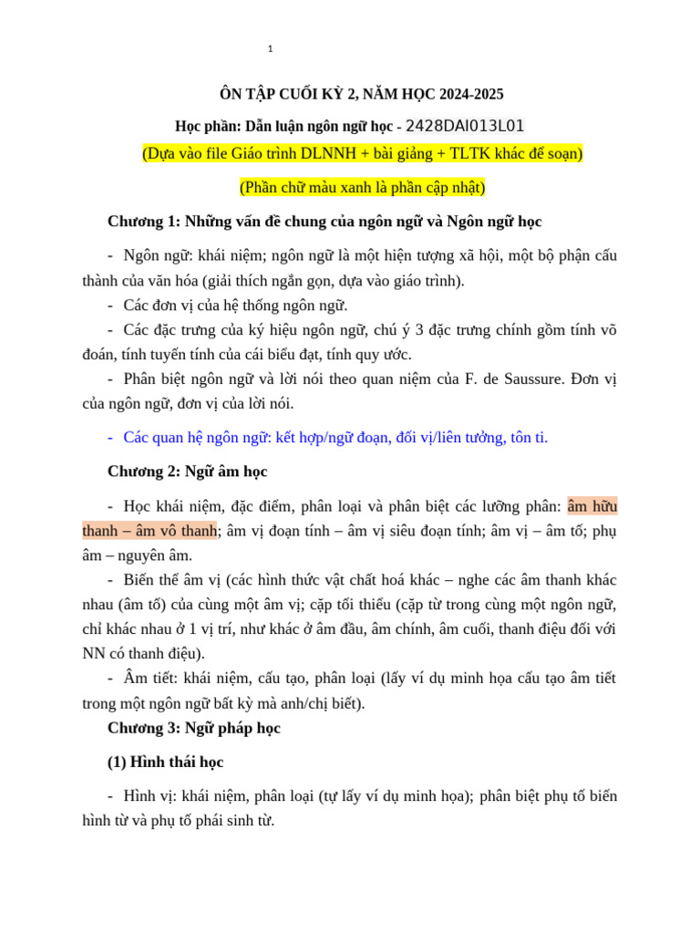 DLNNH2025 Decuongonthicuoiky(L01)(Updated) | PDF