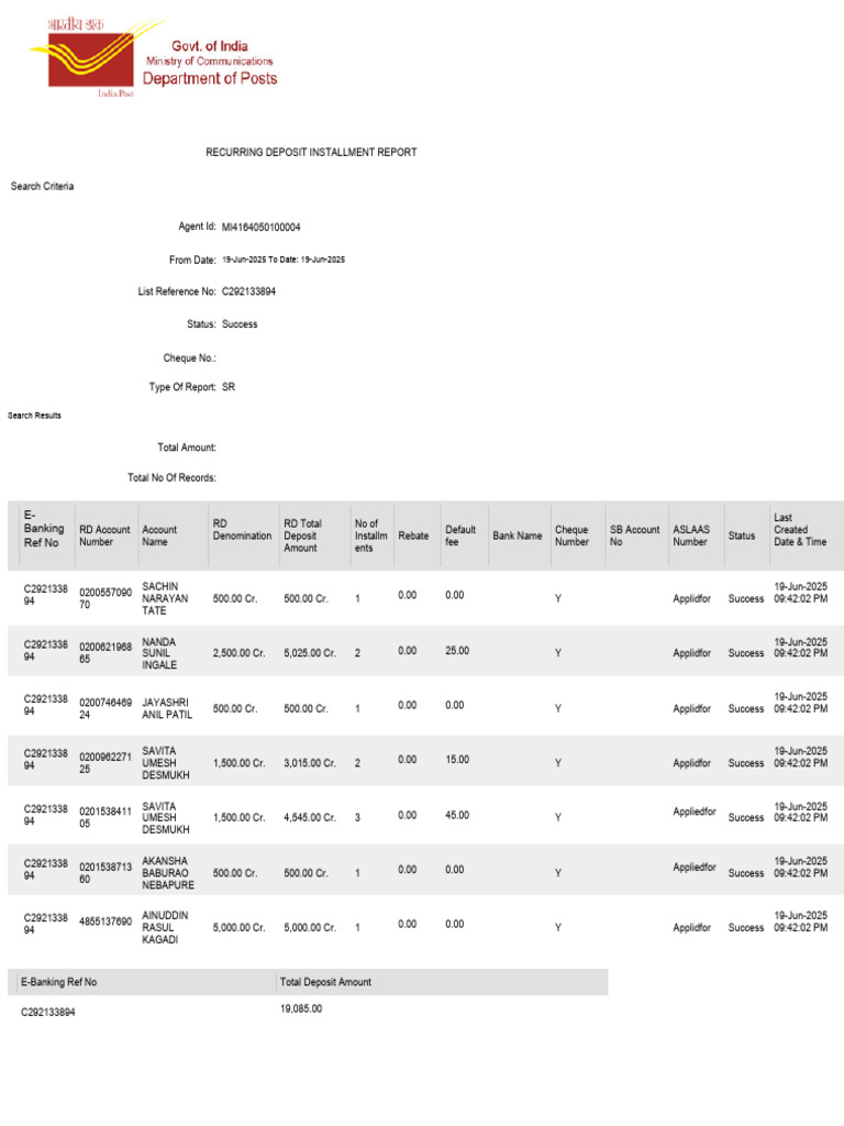 Recurring Deposit Installment Summary | PDF