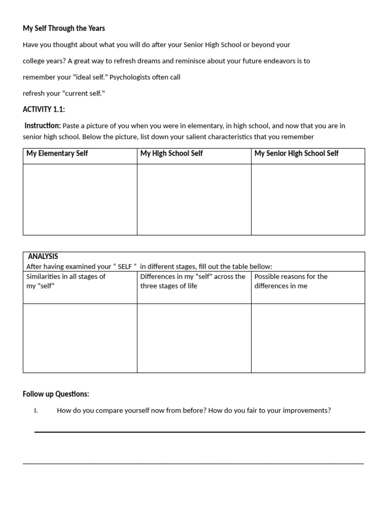 My Self Through The Years | PDF