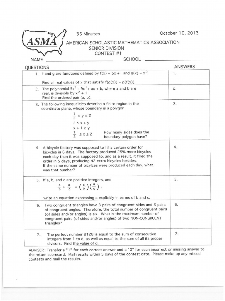 ASMA Contests 2013-2014 | PDF