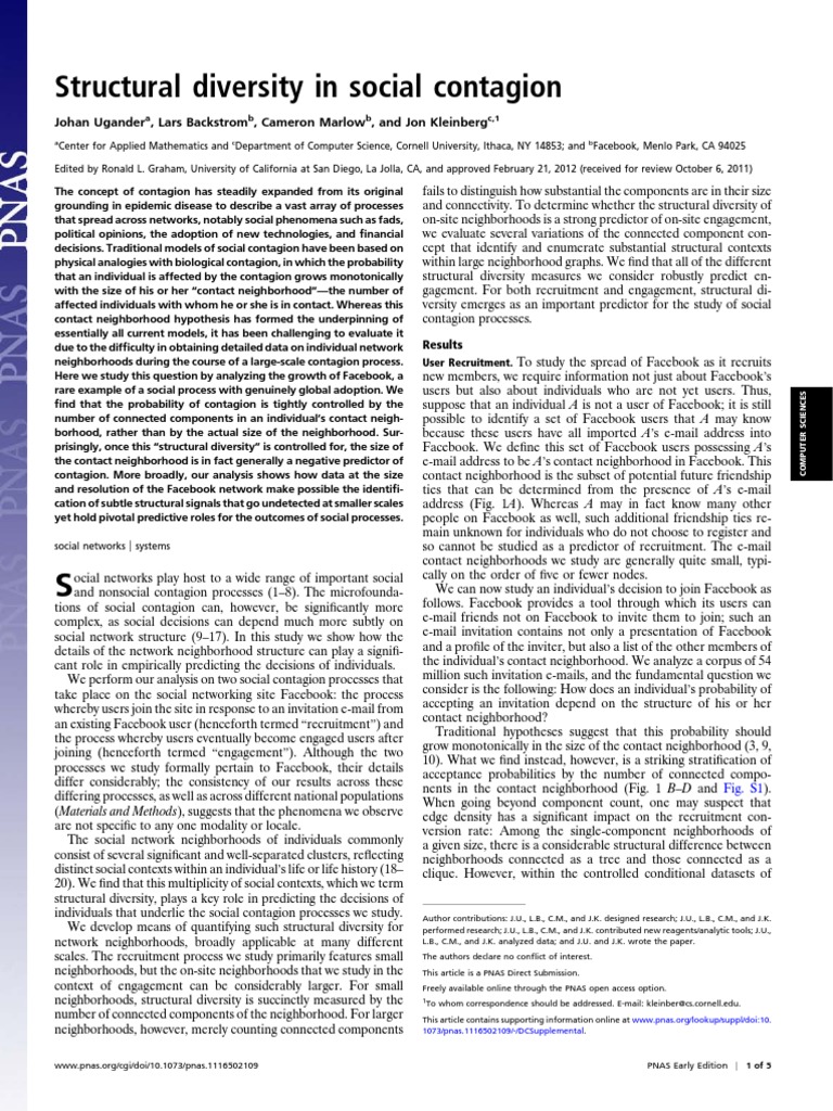 Structural Diversity in Social Contagion | PDF | Teaching Mathematics ...