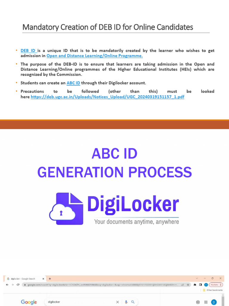 Mandatory Creation of DEB ID For Online Candidates | PDF