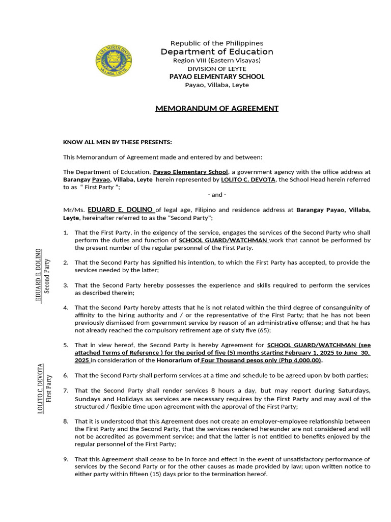 MOA Security Services 1 | PDF | Justice | Crime & Violence