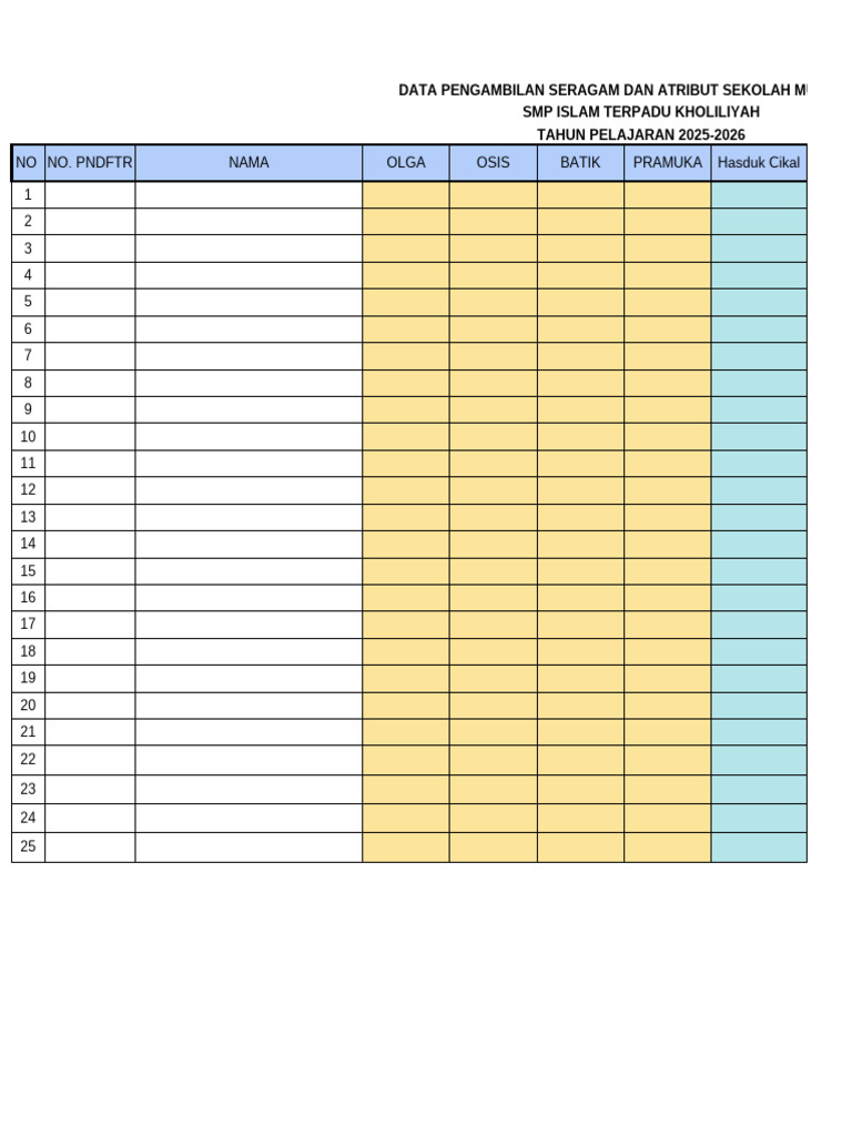 Formulir Online PPDB SMP Islam Terpadu Kholiliyah 2025 - 2026 | PDF