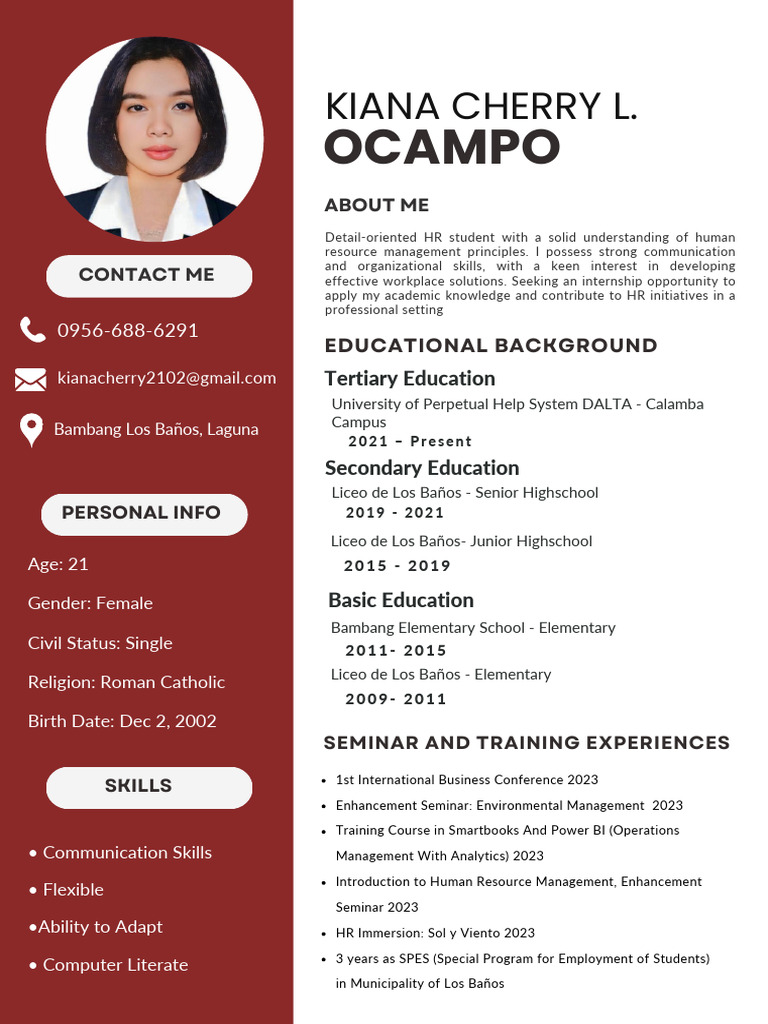 HR Student Internship Resume | PDF