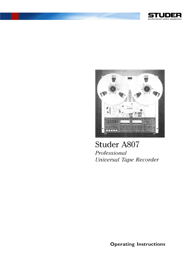 Studer a807 Mk2 | PDF