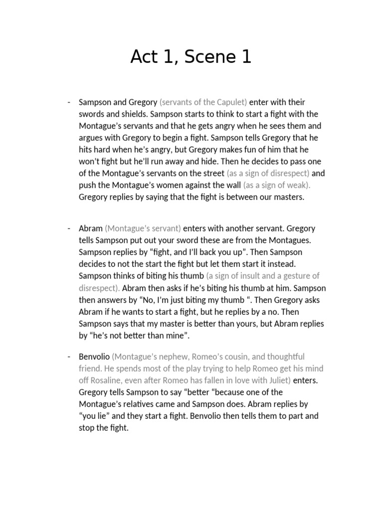 The Tragedy of Romoe and Juliet (Own Summary) | PDF | Characters In ...