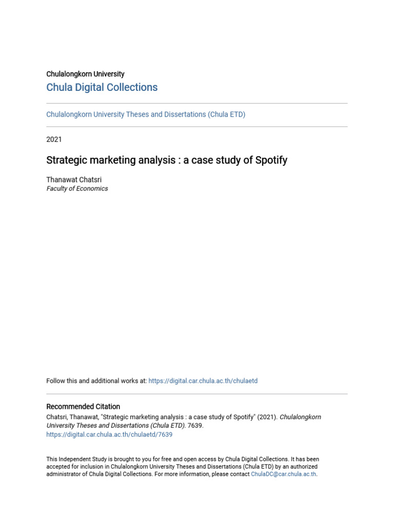Strategic Marketing Analysis - A Case Study of Spotify | PDF
