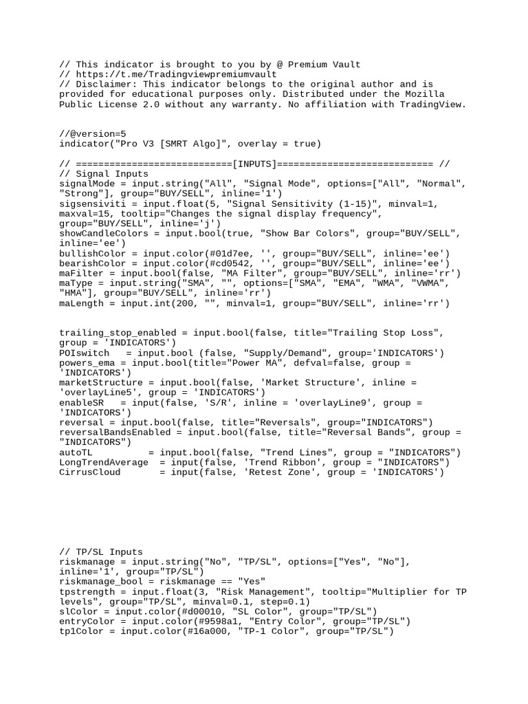 Pro V3 SMRT Algo Trading Indicator | PDF | Market Trend | Market ...