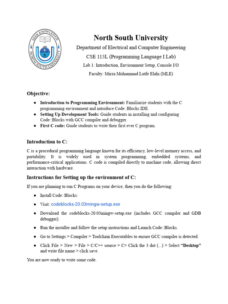 Cse115 Lab 01 | PDF