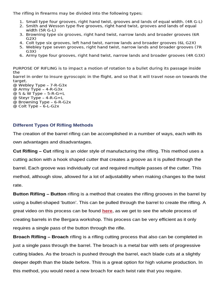 Types and Purposes of Barrel Rifling | PDF | Gun Barrel | Rifle