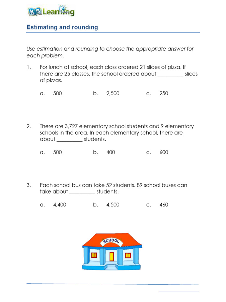 Grade 4 Word Problems Estimating Rounding 2 | PDF