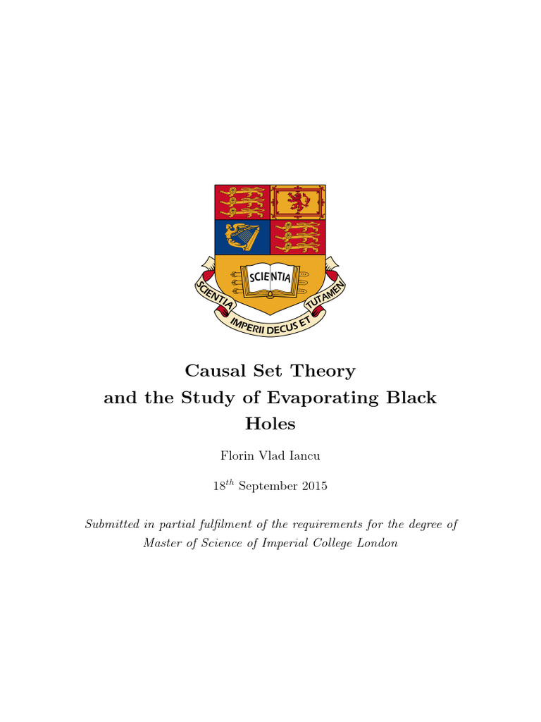 Causal Set Theory and The Study of Evaporating Black Holes (Florin Vlad ...